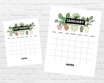 Printable Blank Houseplant Calendar Plant Calendar Minimalist Calendar ...