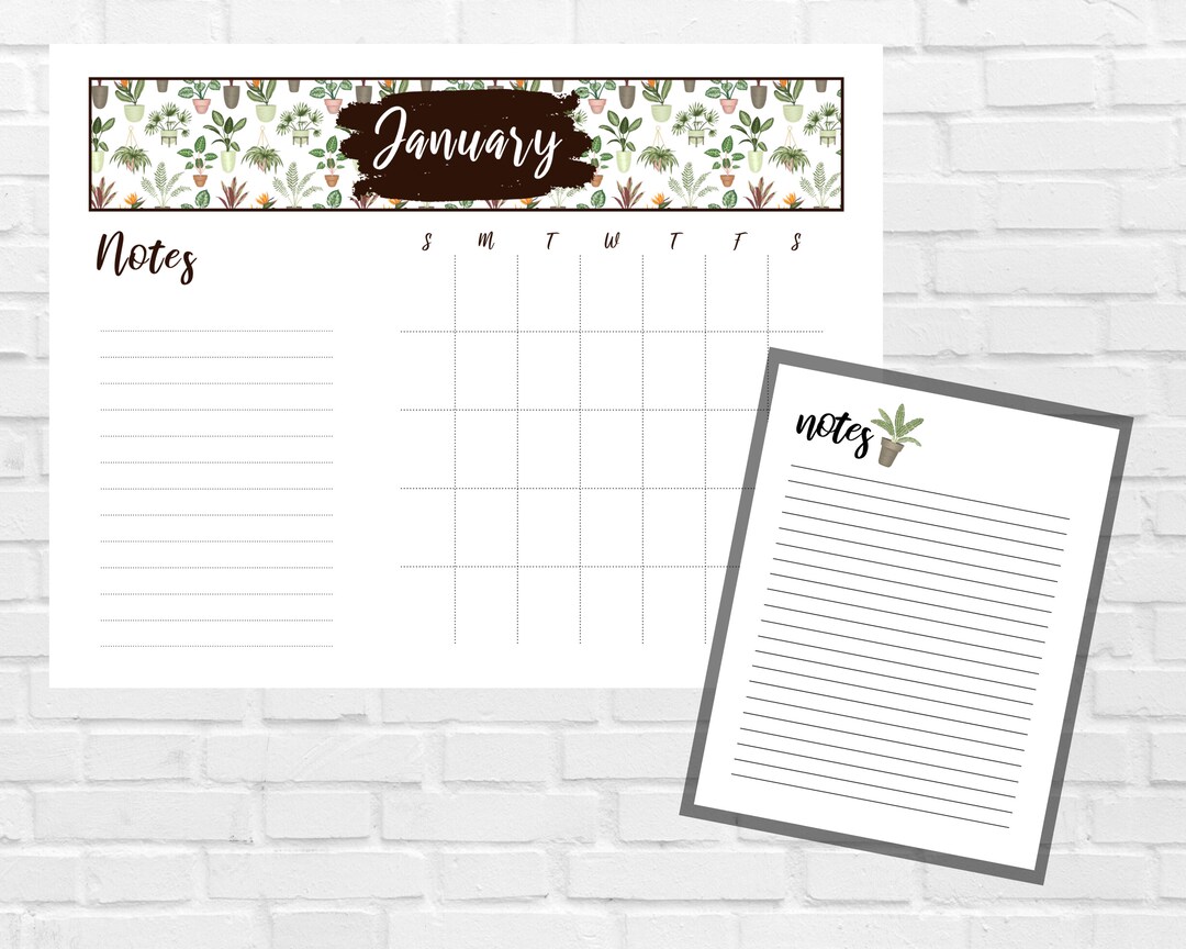 Printable Blank Houseplant Desktop Calendar Plant Calendar Minimalist ...