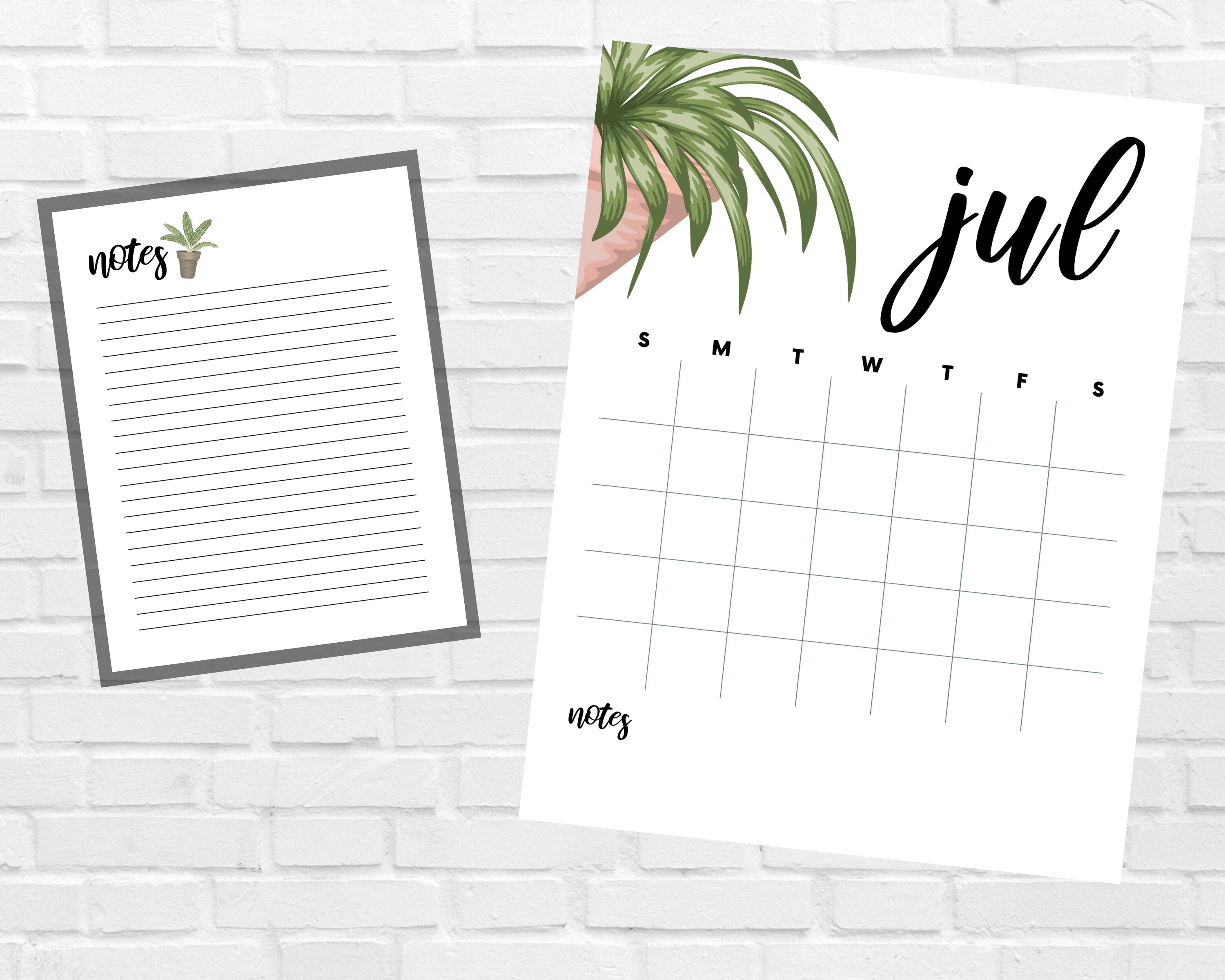 Printable Blank Houseplant Calendar Plant Calendar Minimalist Calendar ...