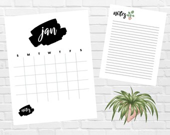 Printable Blank Houseplant Calendar Plant Calendar Minimalist Calendar ...