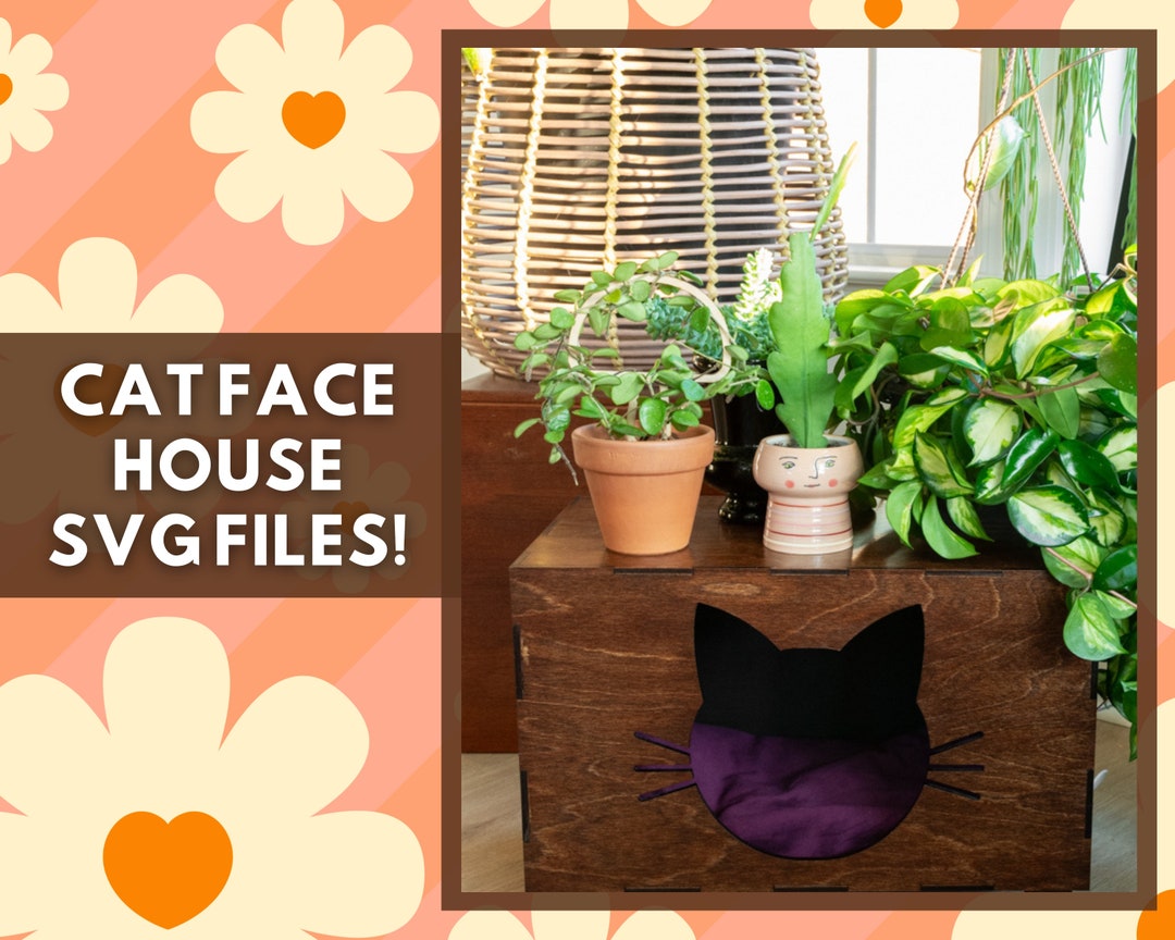 Cute Cat Face Cutout Animal House SVG Cut Files for Laser - Etsy