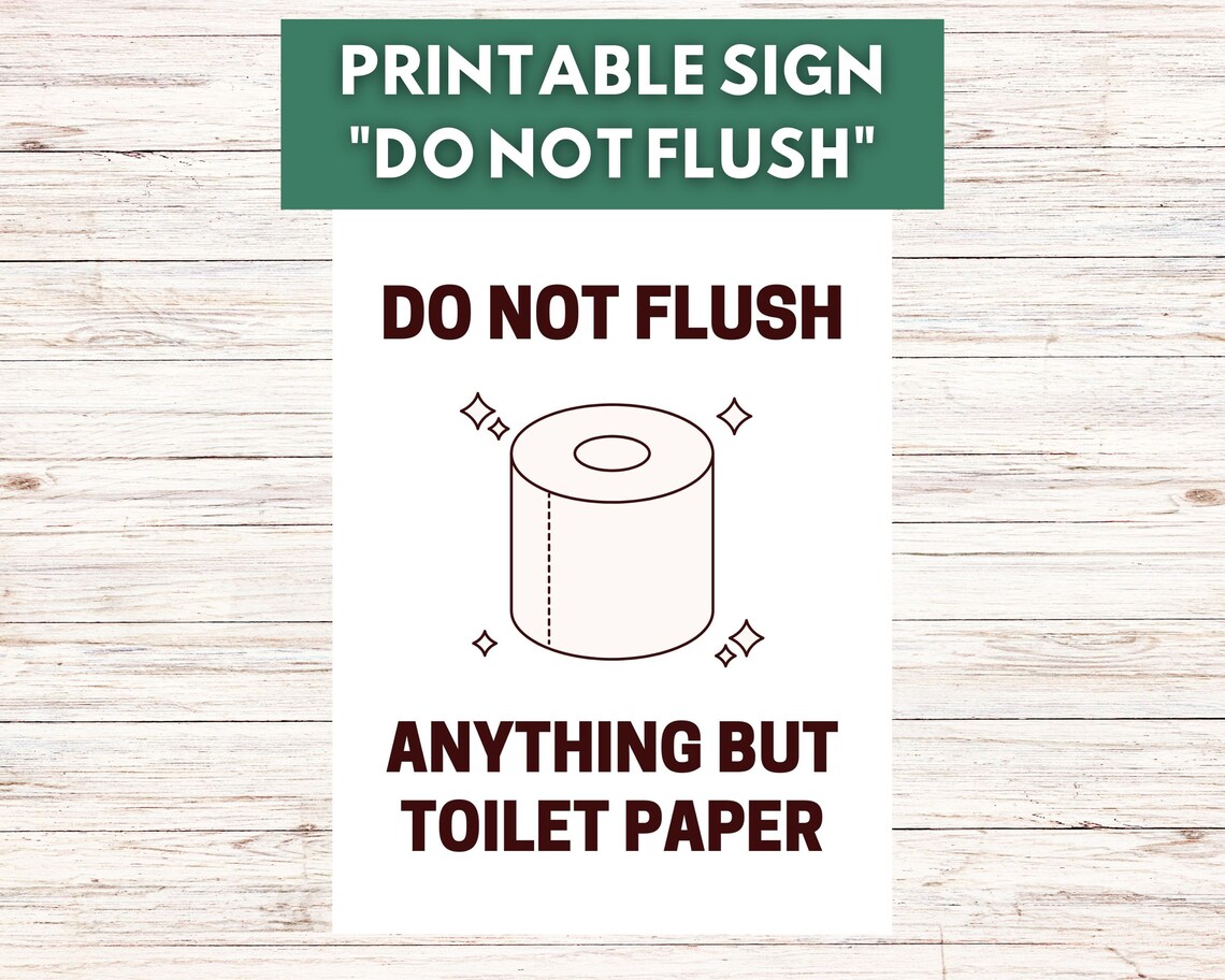 Printable do Not Flush Sign Pretty Flush Only Toilet Paper Sign Instant ...