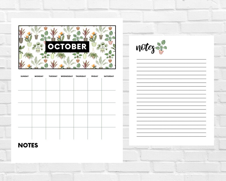 Printable Blank Houseplant Calendar Plant Calendar | Etsy