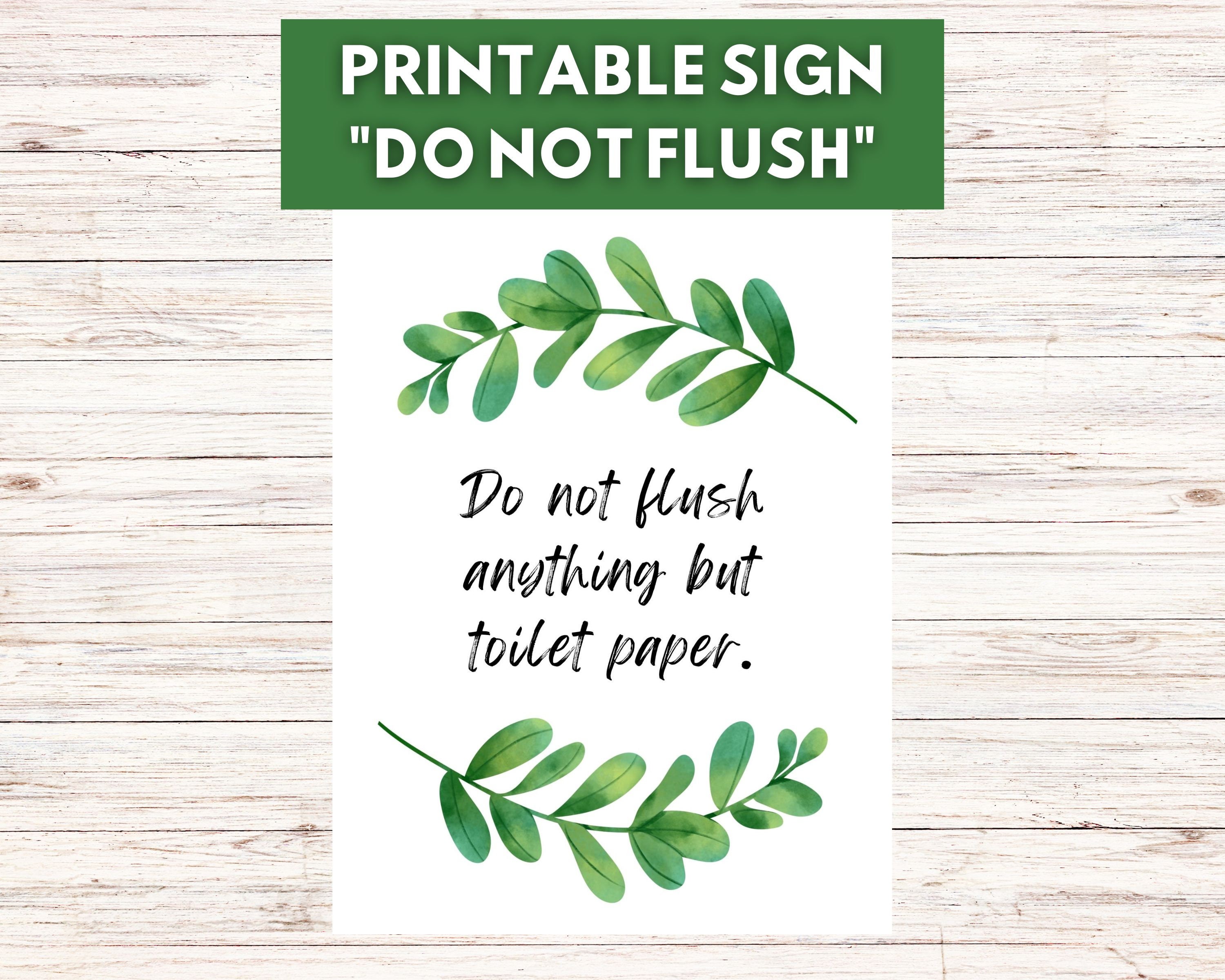 Printable do Not Flush Sign Pretty Flush Only Toilet Paper Sign Instant ...