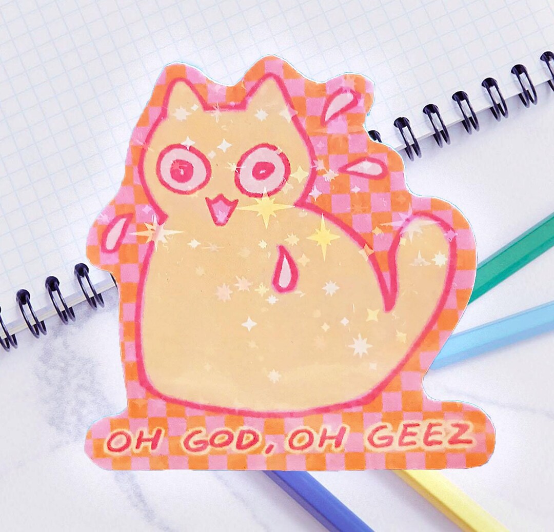 Panicking and Sweating Cat Sticker - Etsy