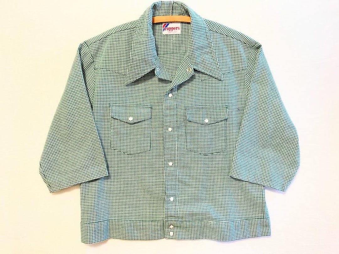 Vintage 70s 80s Men's Green Hound's-tooth Western Pearl Snap Cropped ...