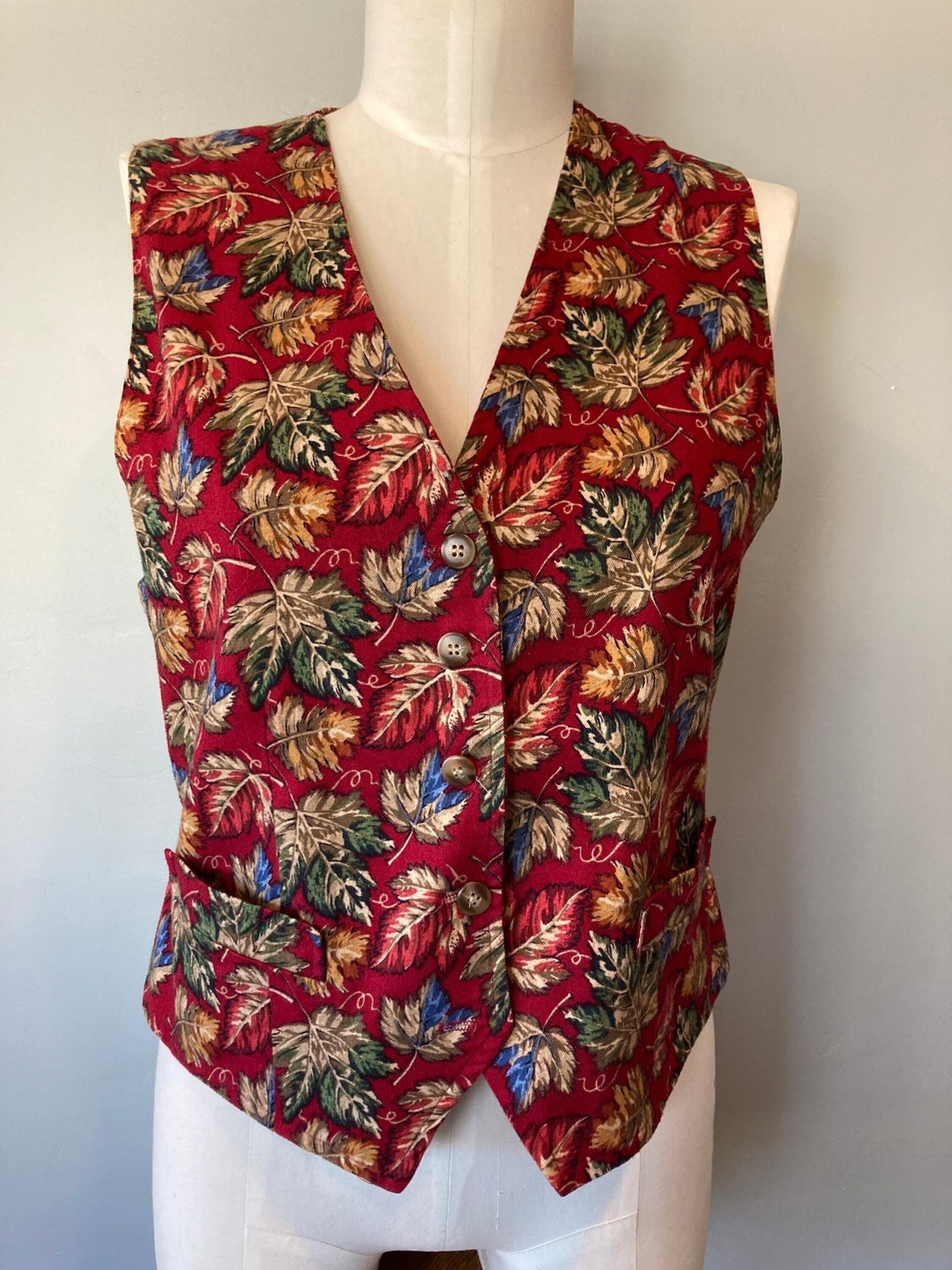 Vintage "bushwacker U.s.a." Women's Leaf Red Vest Waistcoat - Medium - Etsy