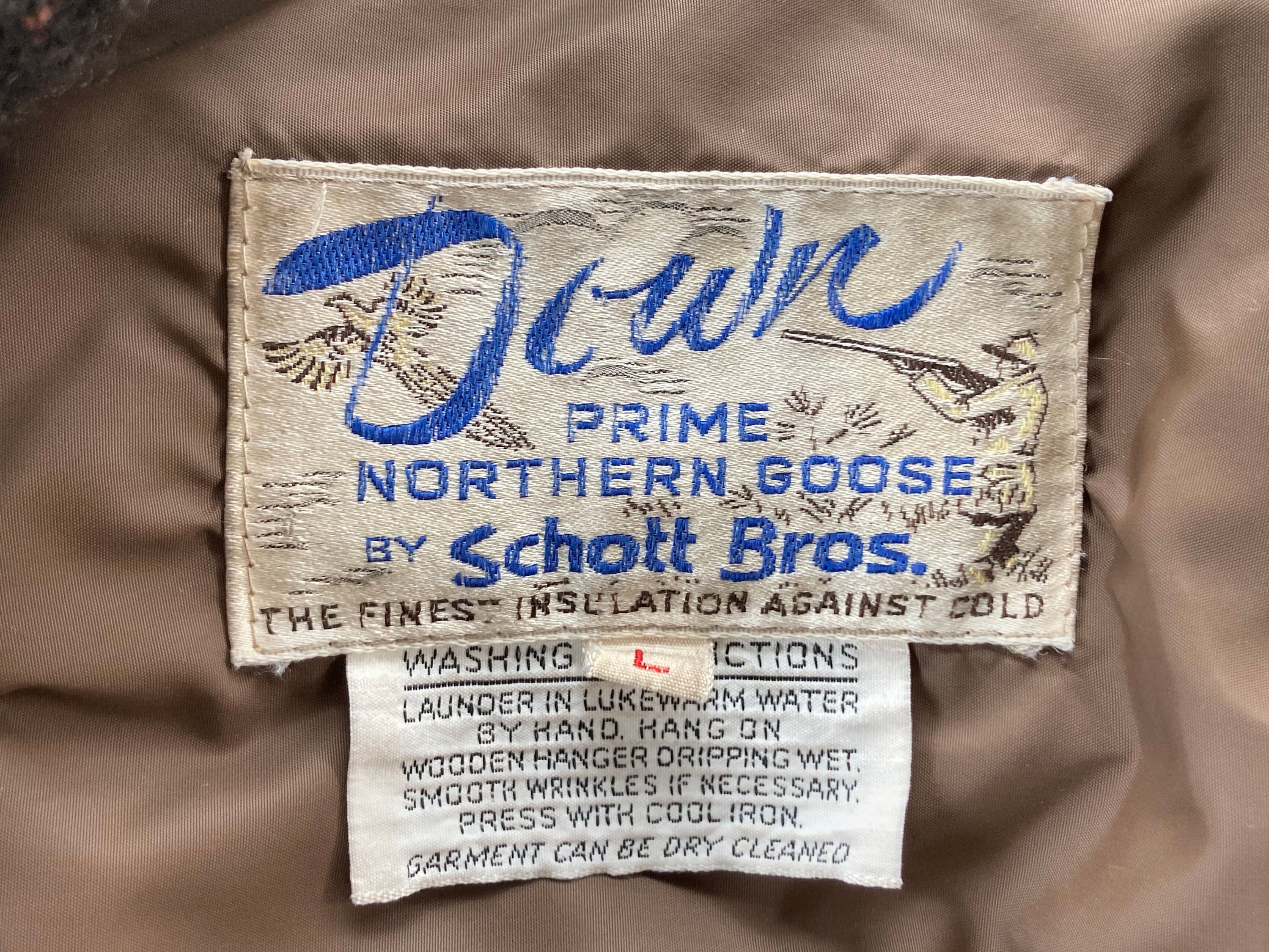 Vintage 60's 70's Men's Schott Bros Down Puffer Brown Jacket Medium ...
