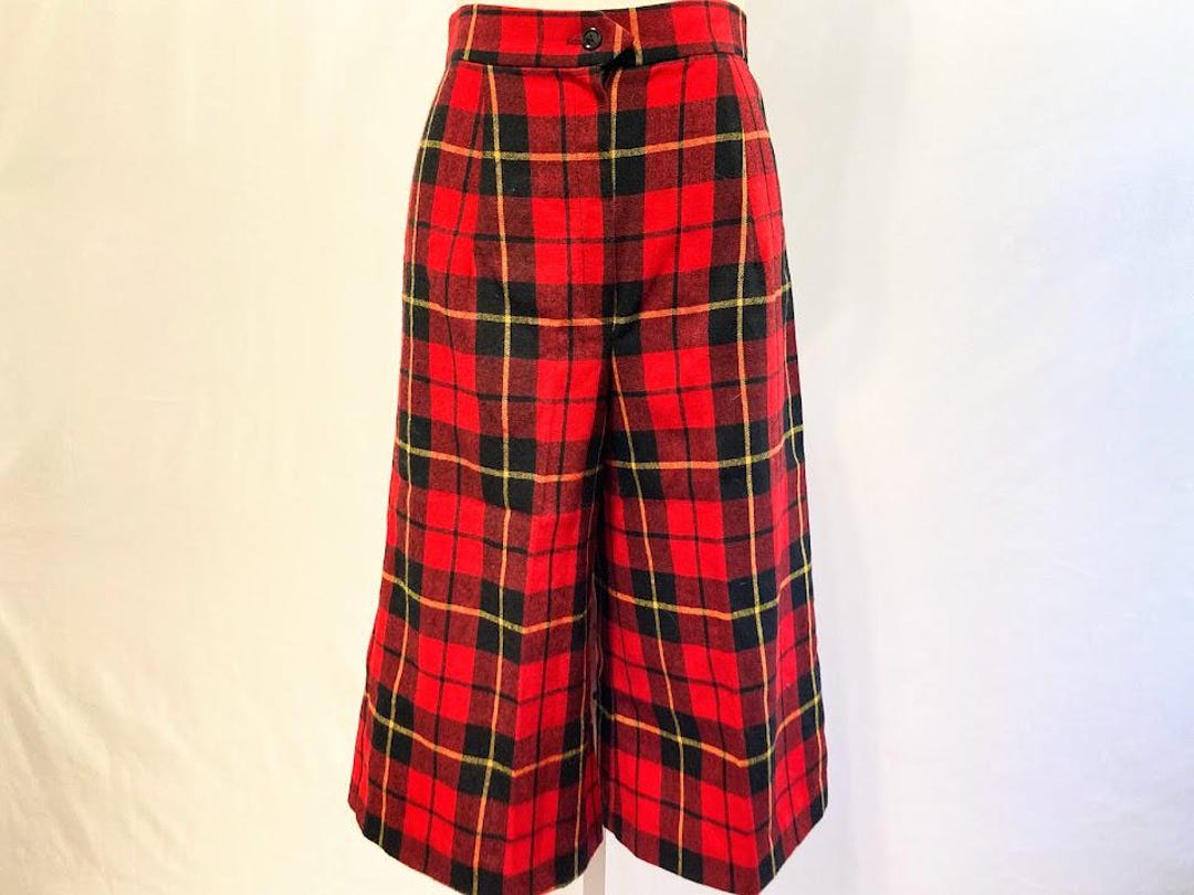 Vintage 70's 80's Women's Culottes Gaucho Wide Leg Wool Blend Pants Red ...