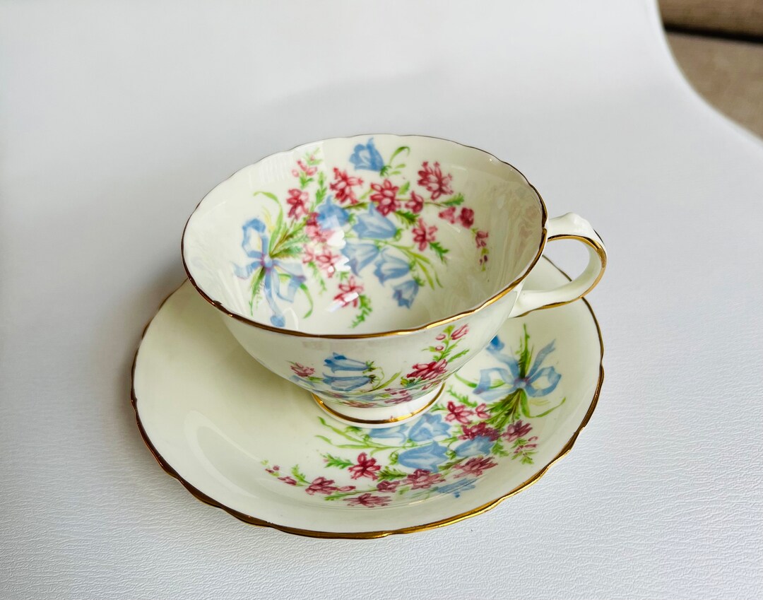 Ribbon Tea Cup, HM Sutherland Tea Cup and Saucer, English Bone China ...
