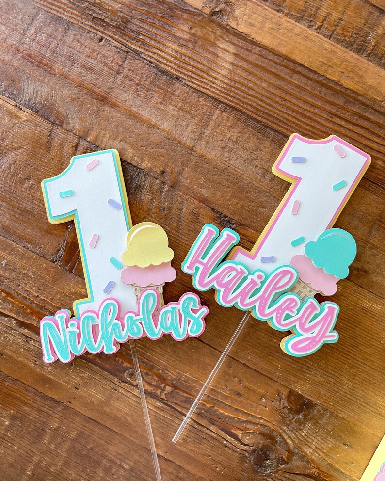 Ice Cream Cake Topper/ Number Cake Topper/ Ice Cream Smash - Etsy UK