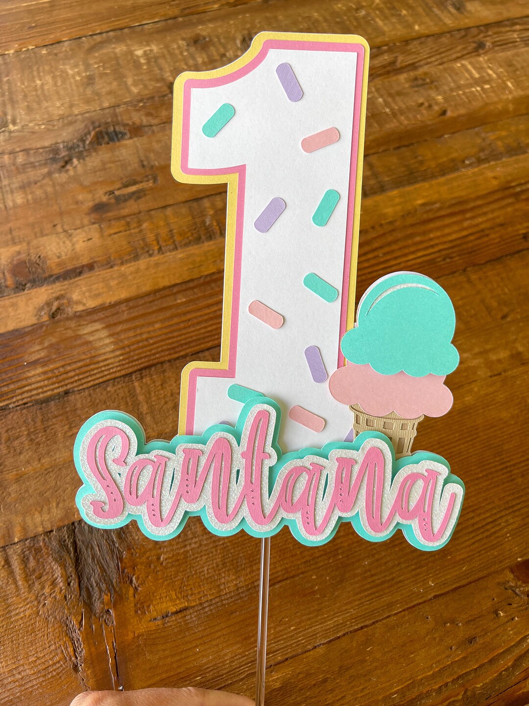 Ice Cream Cake Topper/ Number Cake Topper/ Ice Cream Smash Cake Topper ...