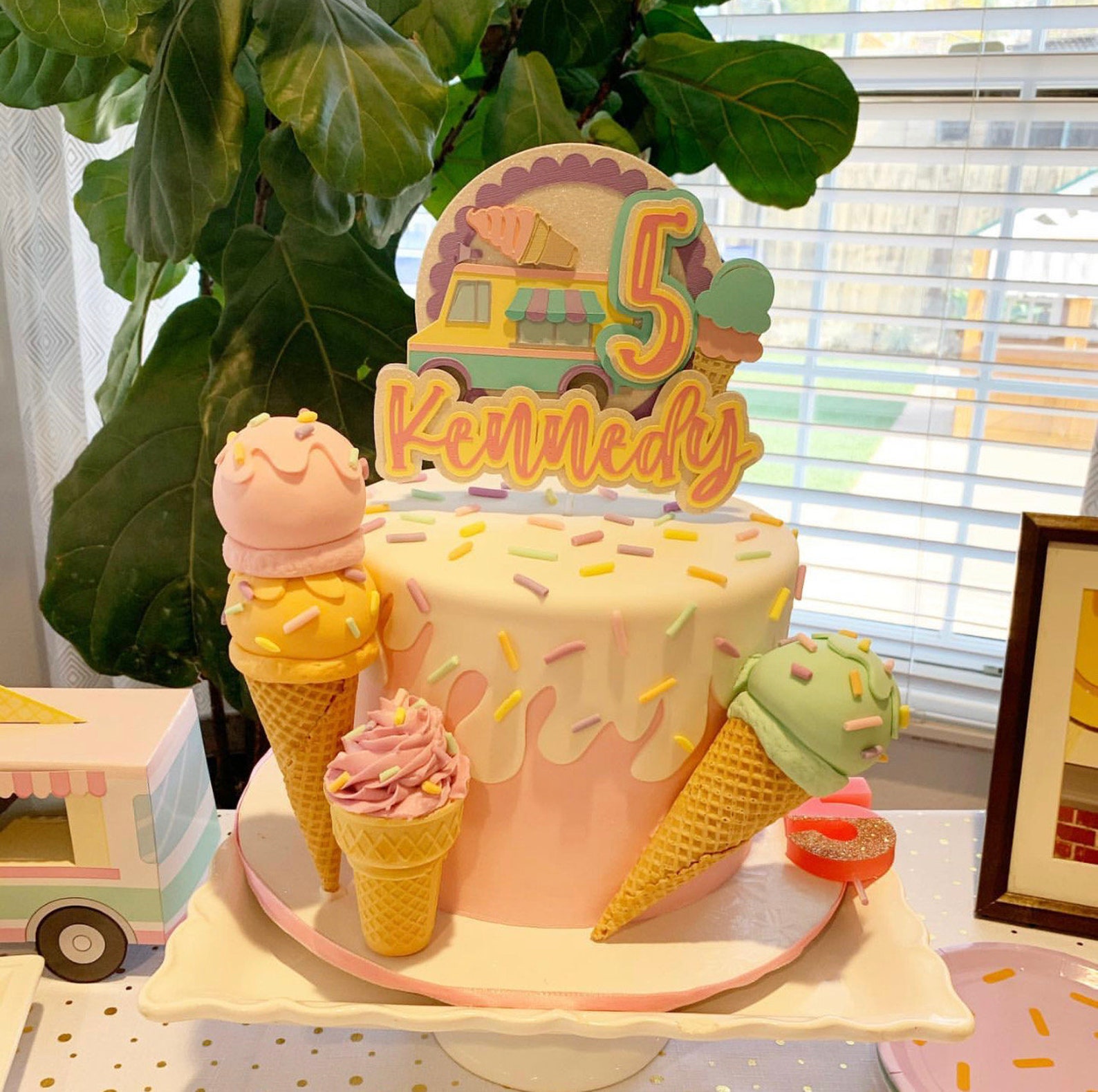 Ice Cream Cake Topper/ Ice Cream Birthday Cake Topper/ Ice - Etsy