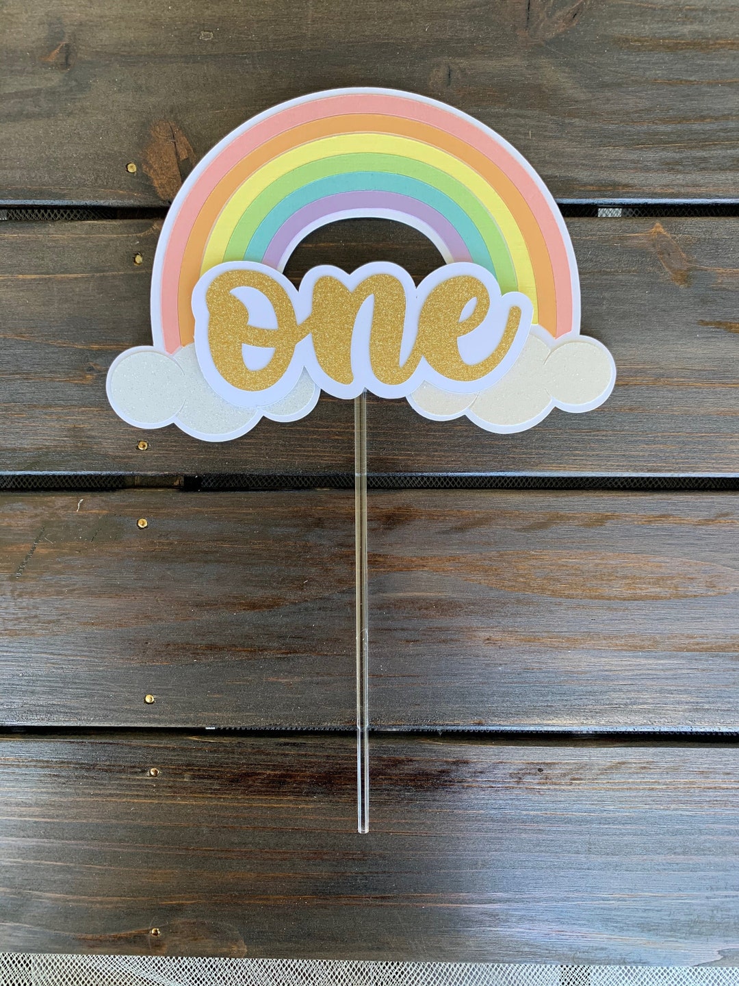 First Birthday Pastel Rainbow Cake Topper/ Pastel Birthday Rainbow Cake ...