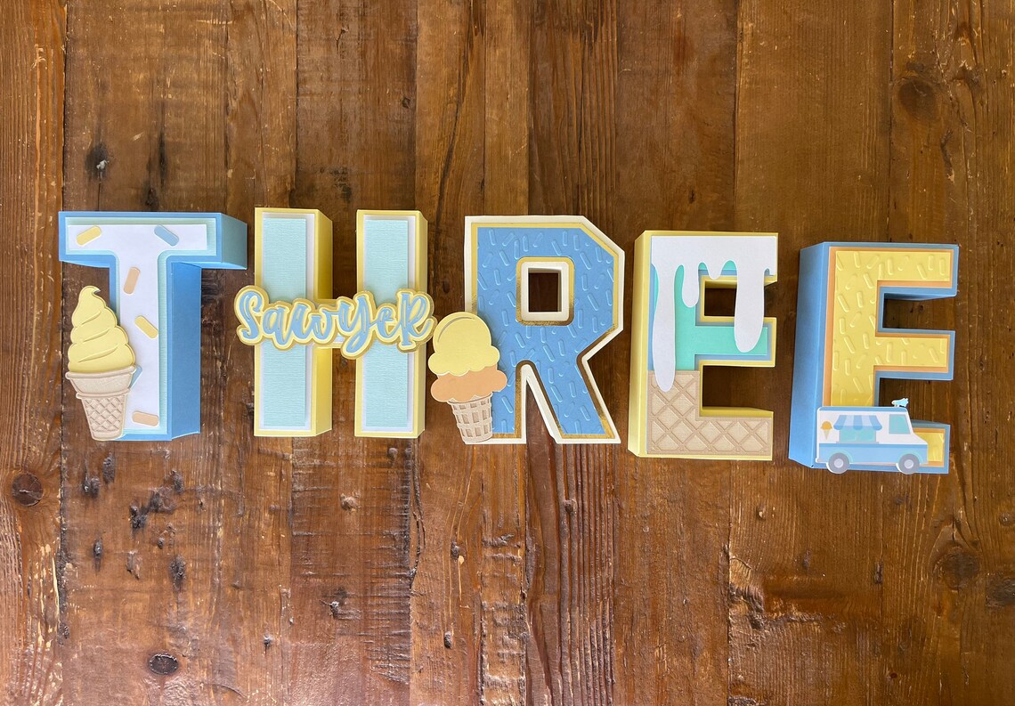 3D Ice Cream Letters Cardstock 3D Letters Ice Cream - Etsy