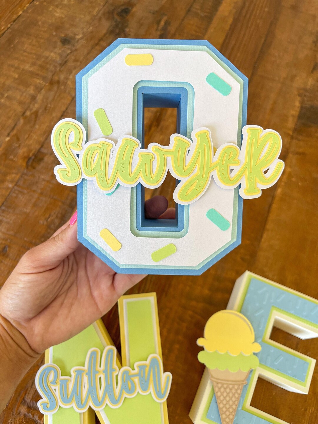3D Ice Cream Letters - Cardstock 3D Letters - Ice Cream Birthday - Ice ...