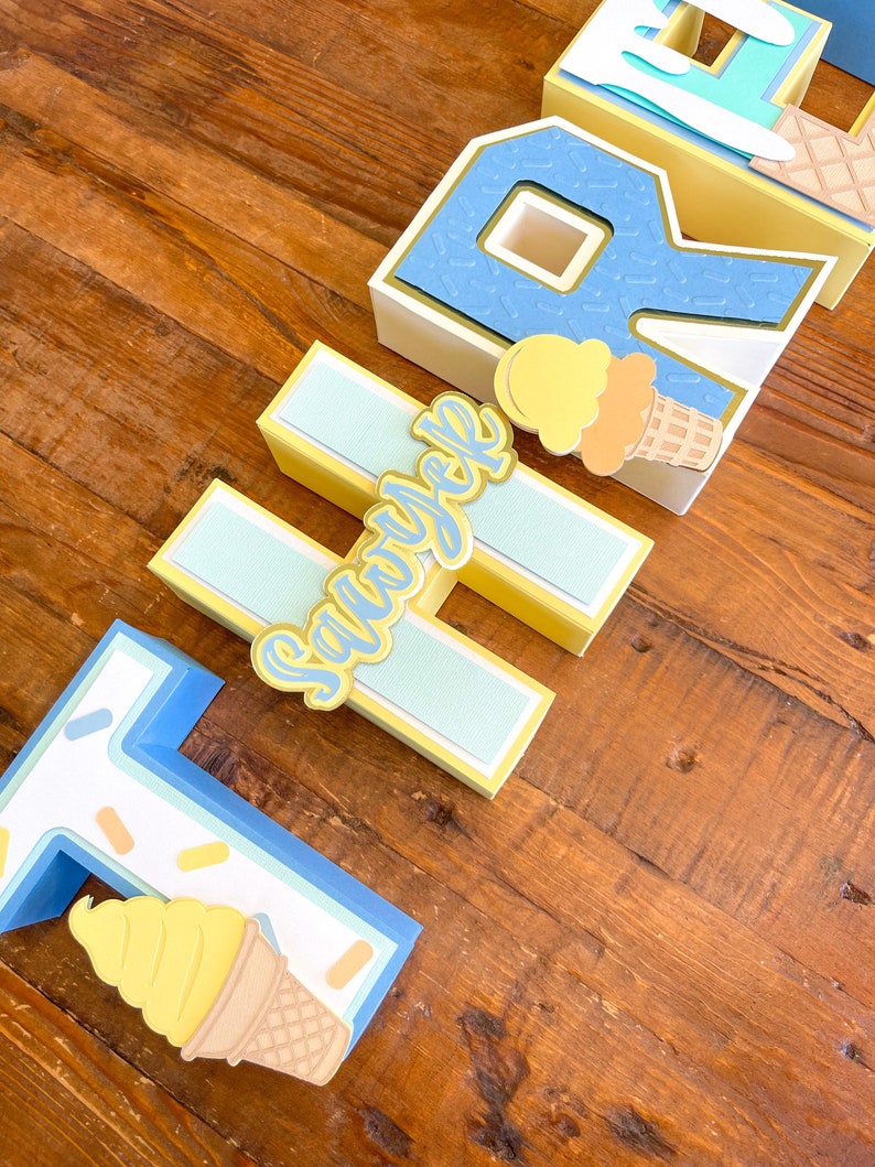 3D Ice Cream Letters Cardstock 3D Letters Ice Cream - Etsy