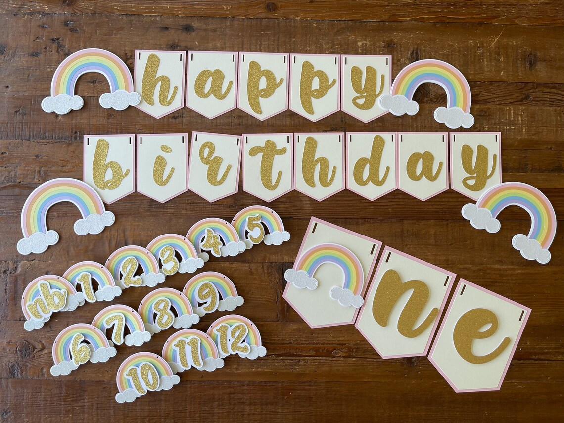 Rainbow Birthday Banner - Etsy