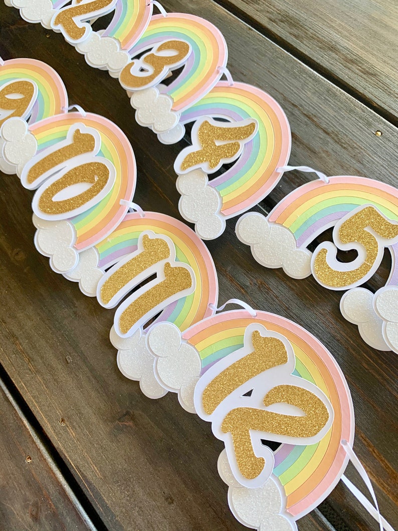 Rainbow Milestone Banner/ Rainbow 12 Month Banner/ Rainbow - Etsy
