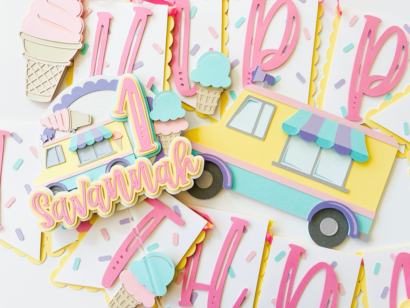 Ice Cream Birthday Banner/ Ice Cream Birthday Decoration - Etsy