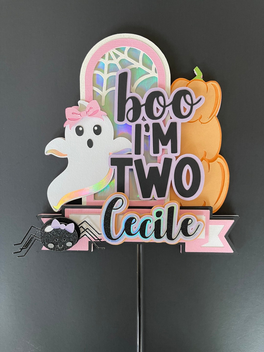 Boo I’m Two Cake Topper - Halloween Cake Topper - Pastel Halloween - Etsy