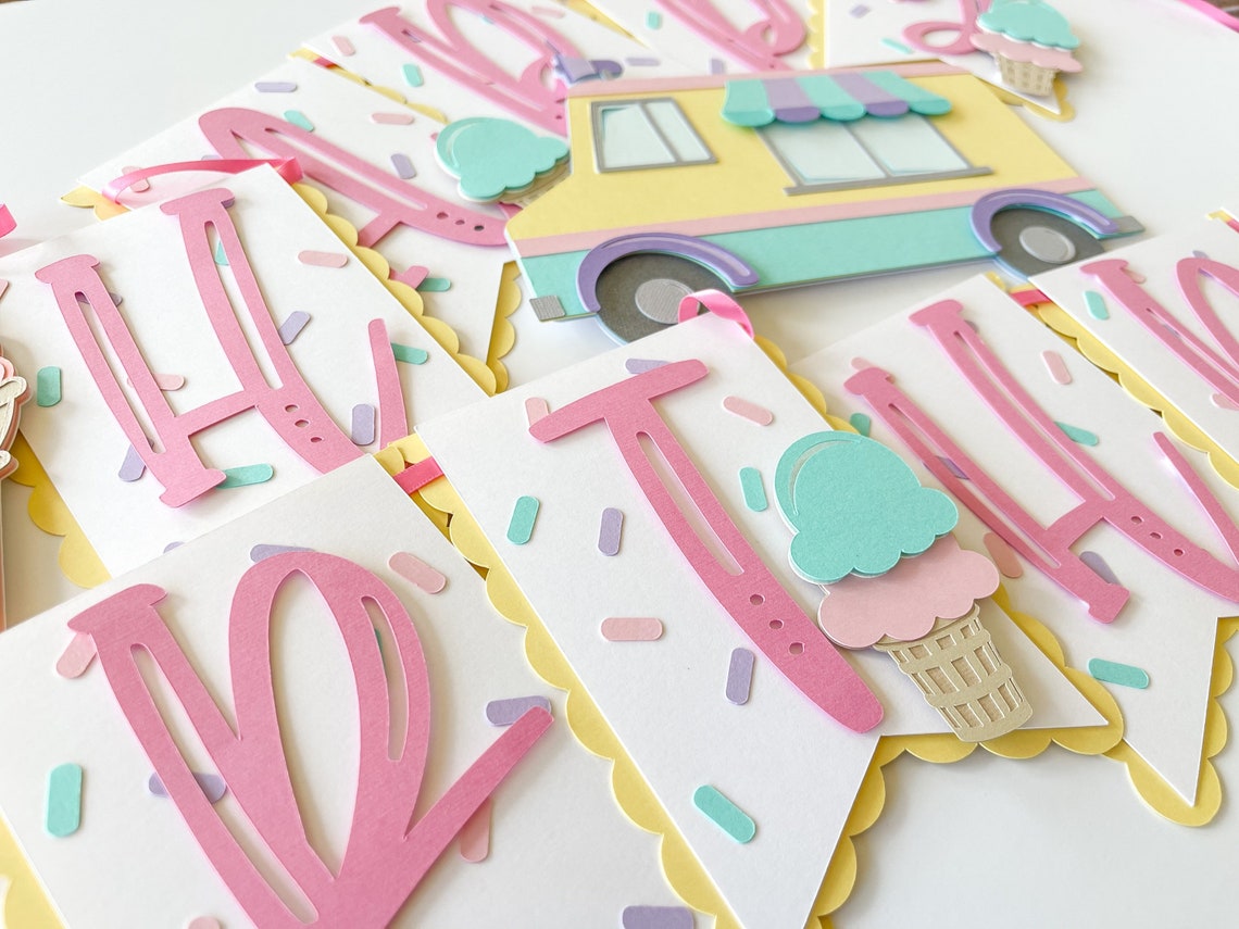 Ice Cream Birthday Banner/ Ice Cream Birthday Decoration - Etsy