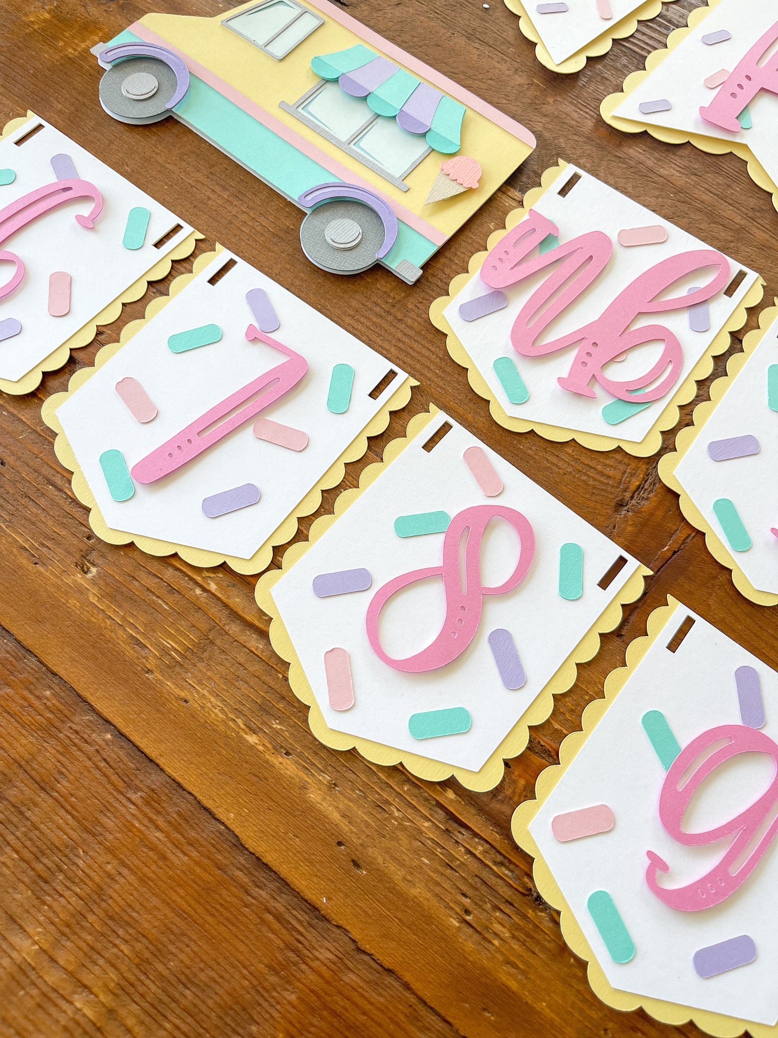 Ice Cream 12 Month Milestone Banner/ Ice Cream Party | Etsy