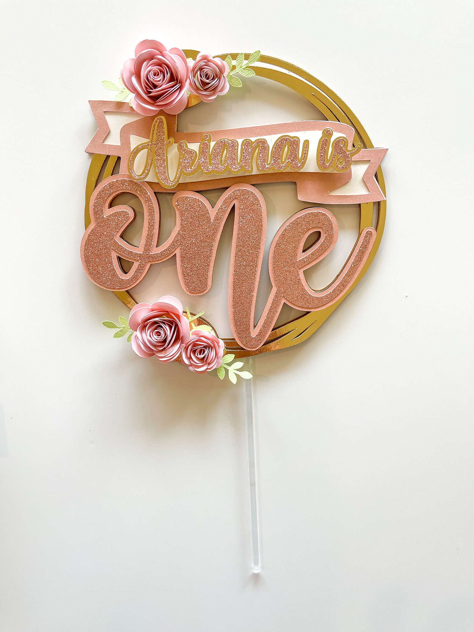 Rose Gold Cake Topper Rose Gold Party Pink Cake Topper - Etsy