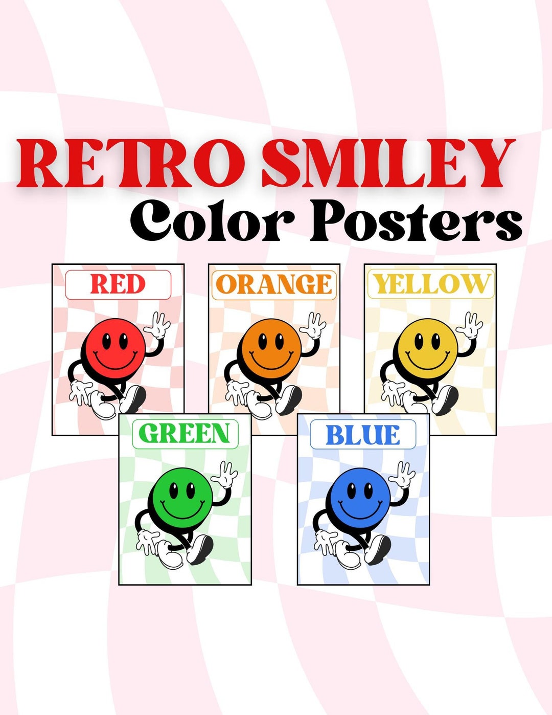 Retro Smile Color Posters | Rainbow | Colorful Classroom Decor | Retro ...