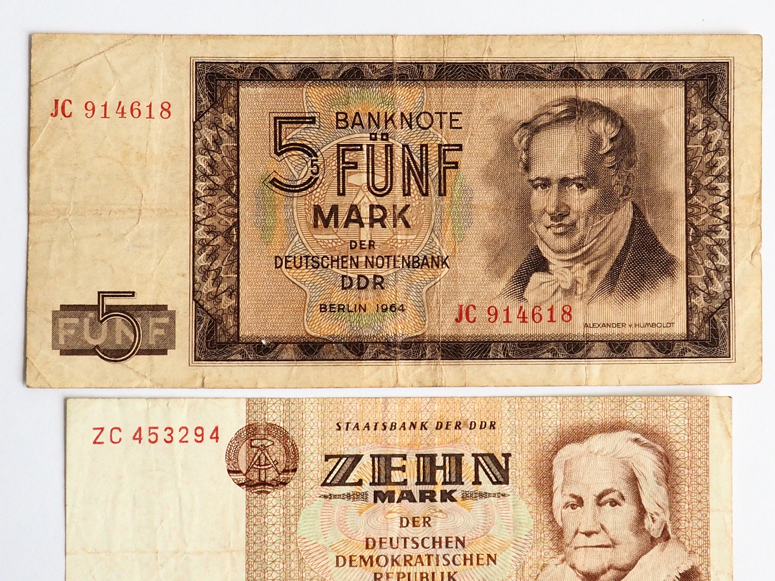 Pair 2 Banknotes DDR Germany 1971 10 Mark and 1964 5 | Etsy