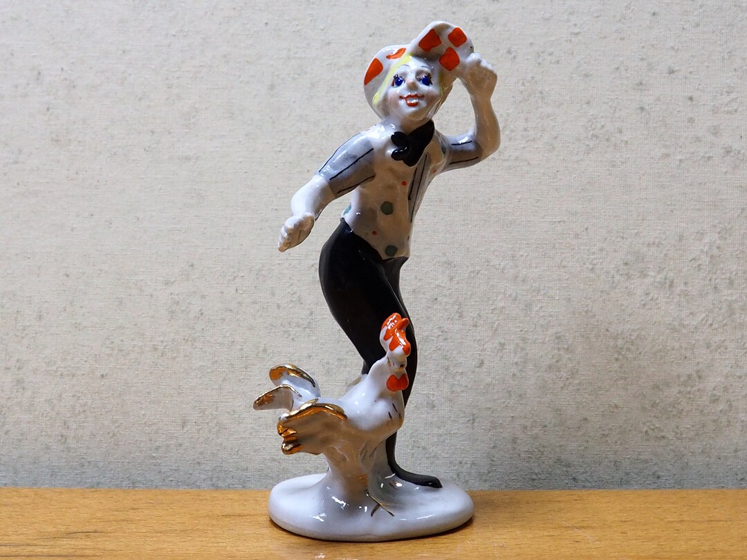 Rare Figure Clown With Rooster Vintage Porcelain/figurine Ukraine 18.5 ...