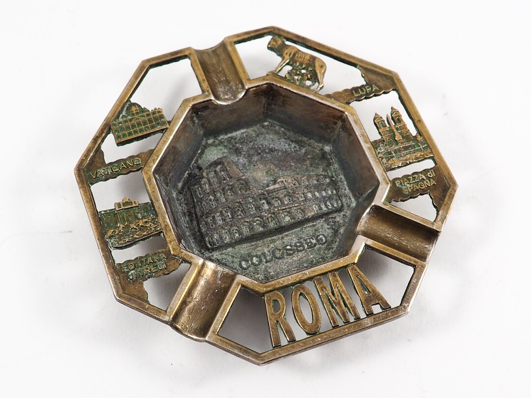 Original Rome Italy Symbols Colosseum Ashtray/old Bronze Art - Etsy