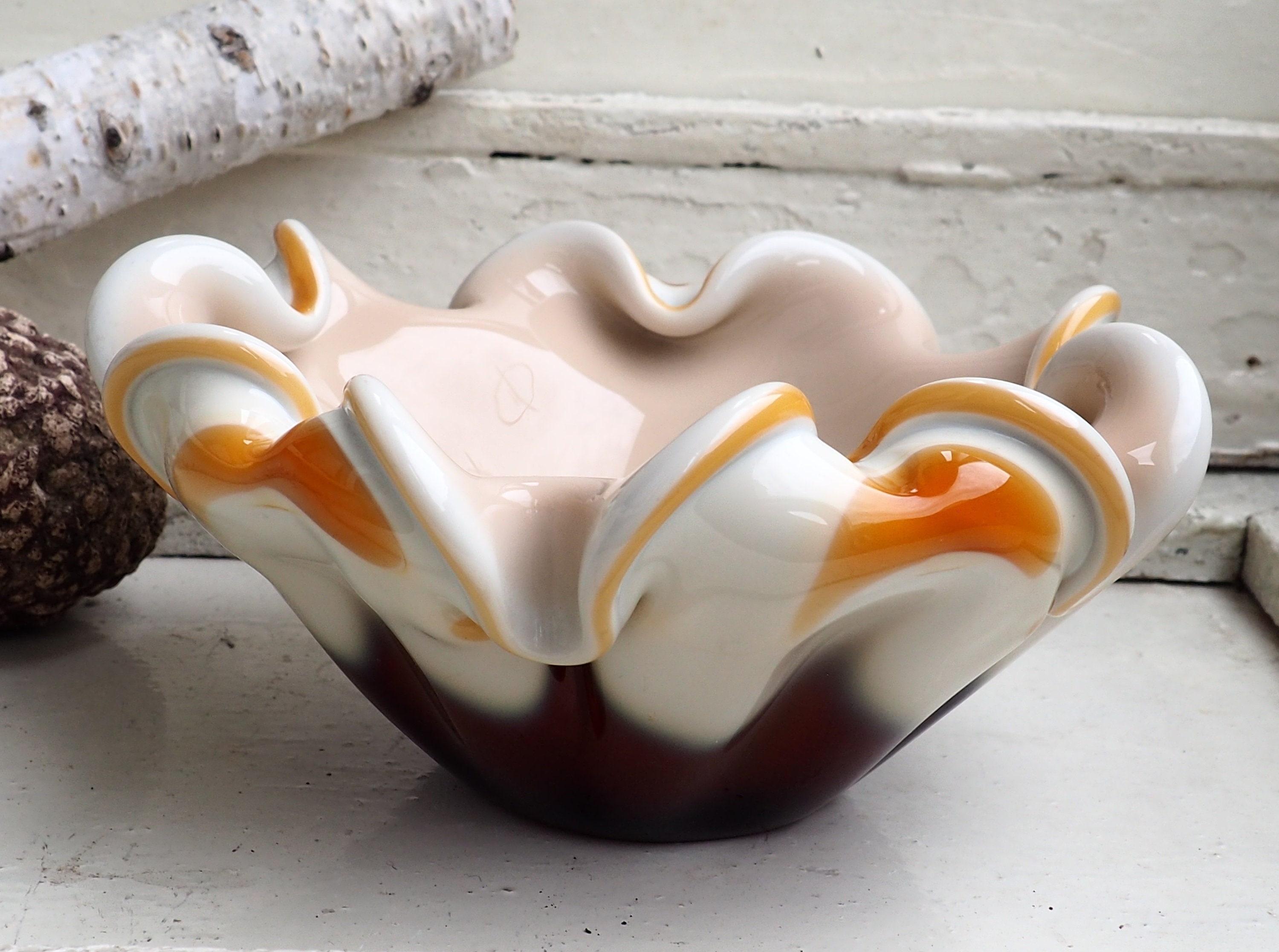 Large Ashtray Vintage Murano Crystal Glass/Orange | Etsy