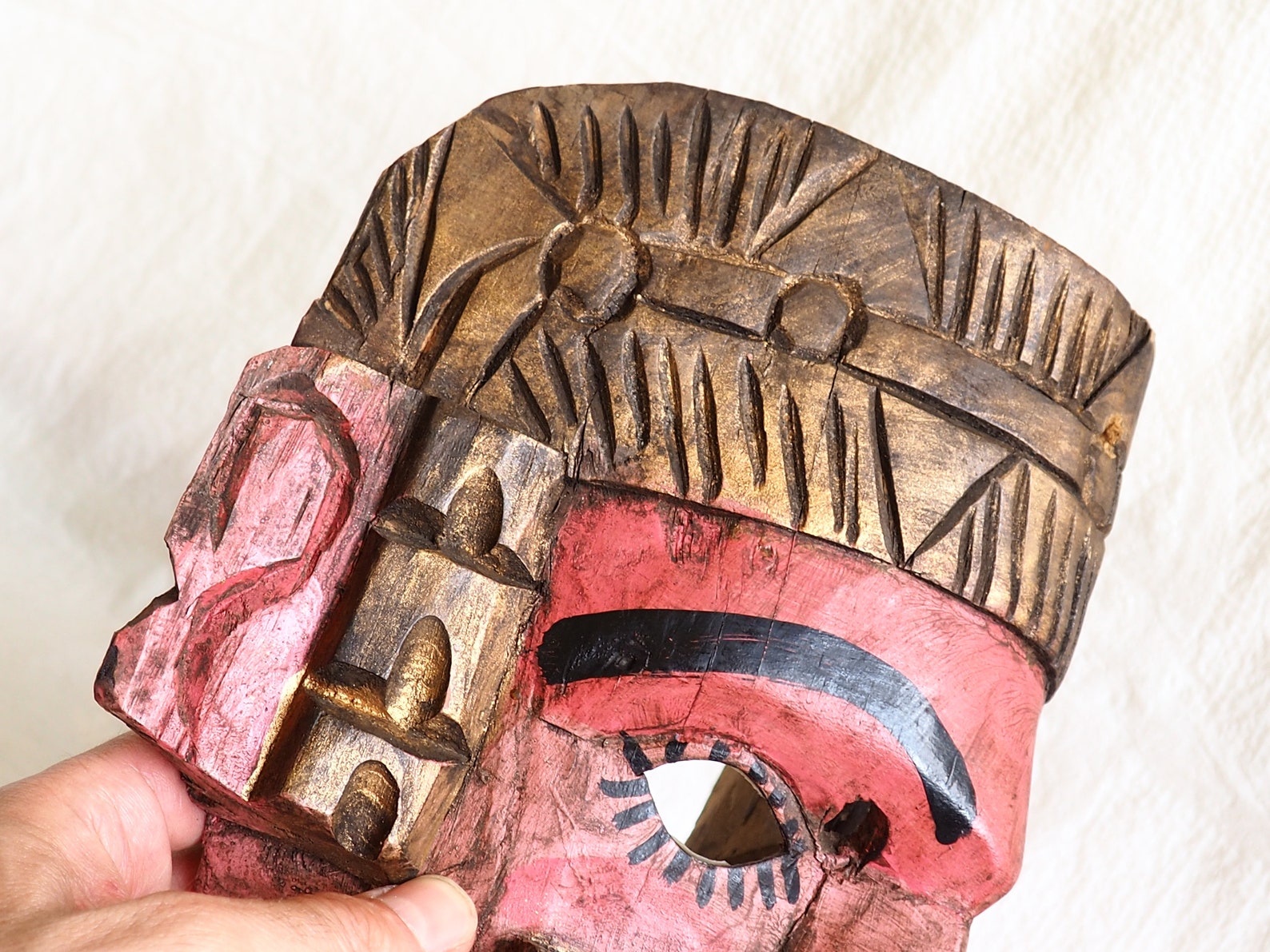 Antique Hand Painted Wooden Mask/wooden Antique Sculpture/wood - Etsy