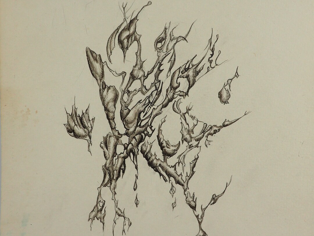 Abstract Original Vintage 50-60s Drawing Graphic Ink/collection Artist ...