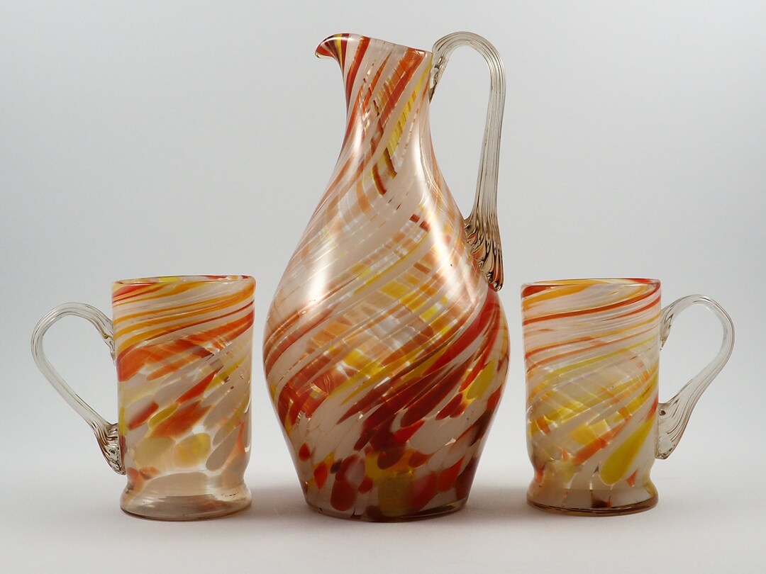Set Murano Style Ukraine Lviv/vintage Pair of Art Glasses and Decanter ...