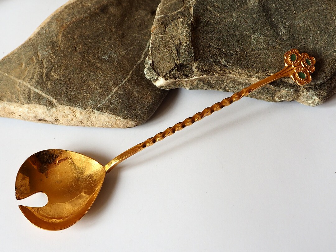 Vintage 1950's Gold Plated Salad Spoon/24k Gold Plating 60 Micron ...