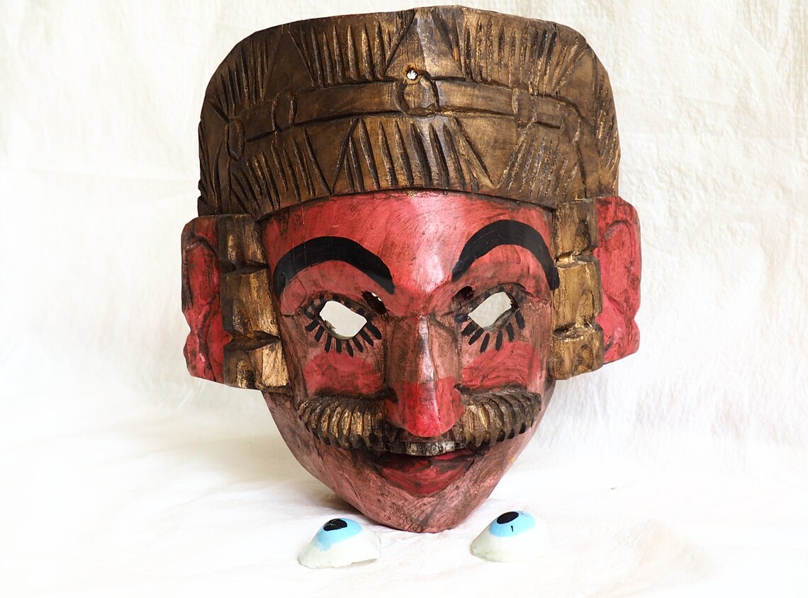 Antique Hand Painted Wooden Mask/wooden Antique Sculpture/wood - Etsy