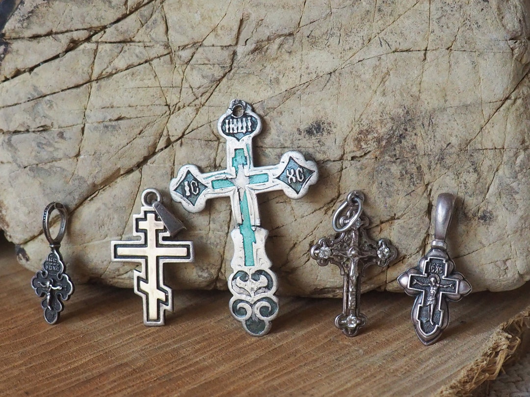 Antique Set of 5 Pendant Christian Silver Cross/sterling Silver ...