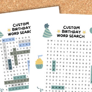 Personalized Happy Birthday Word Search Printable, Custom Birthday ...