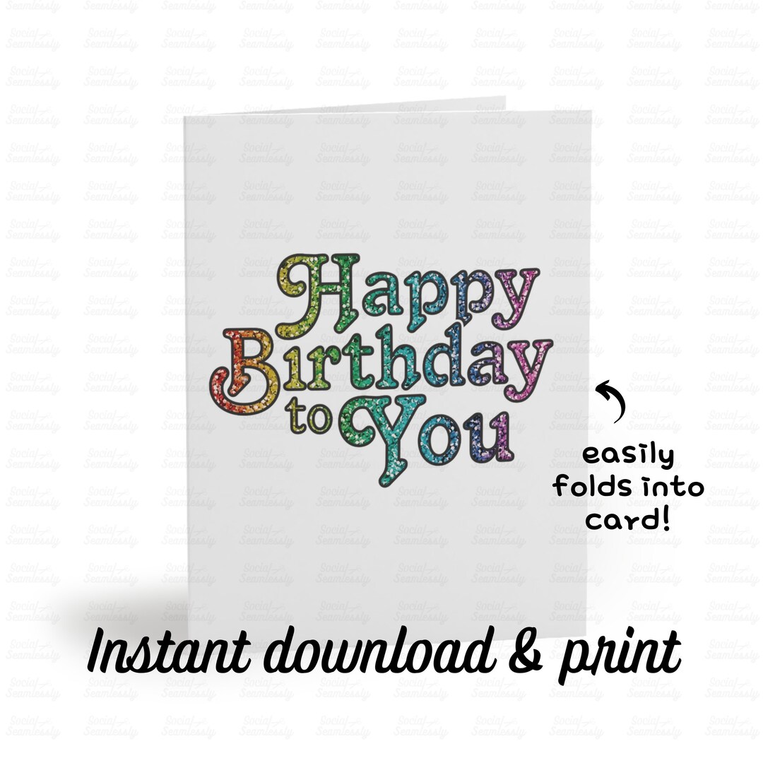 Printable Birthday Card Instant Download Printable Card With Happy ...