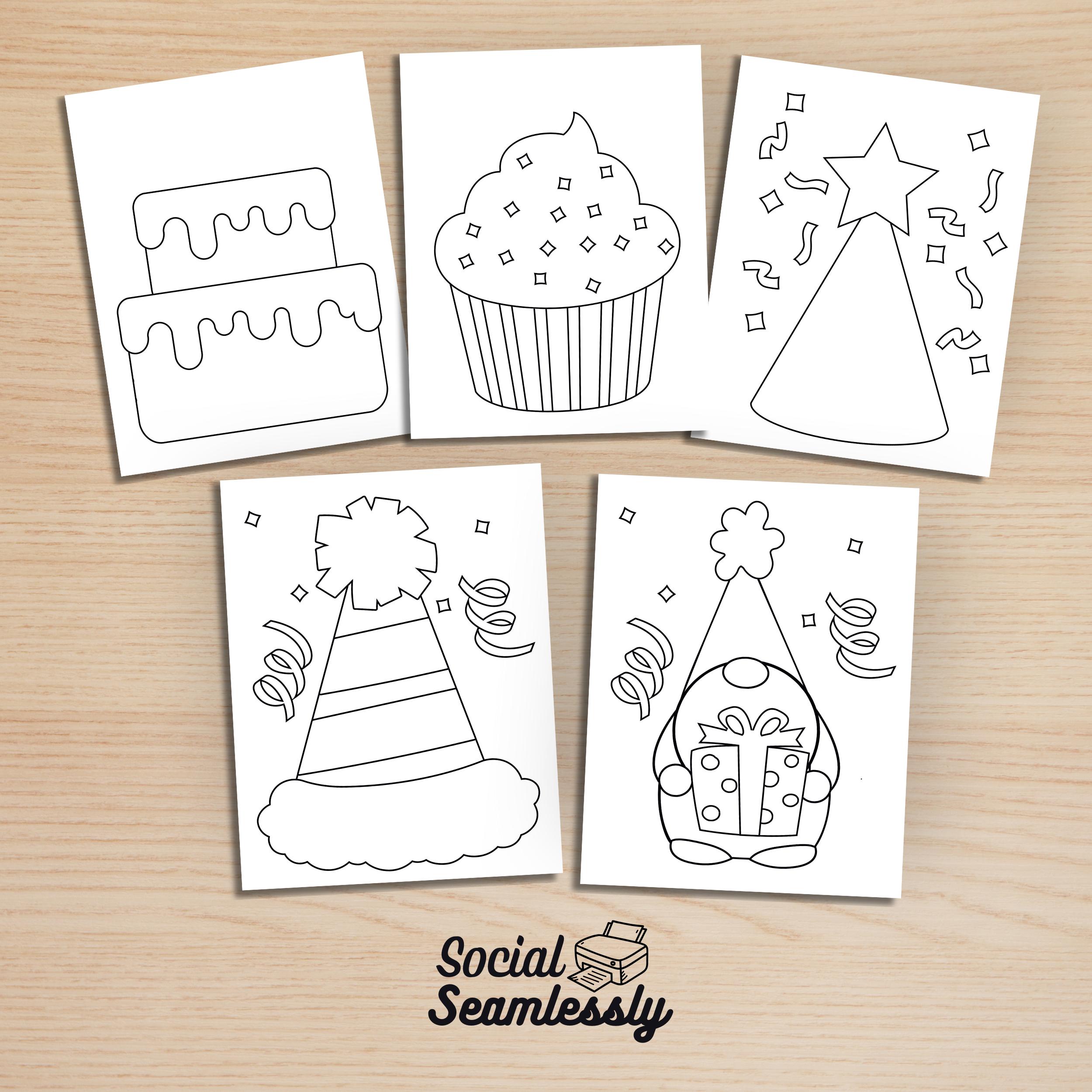 Happy Birthday Coloring Pages: 25 Page Kids Party Activity (printable ...