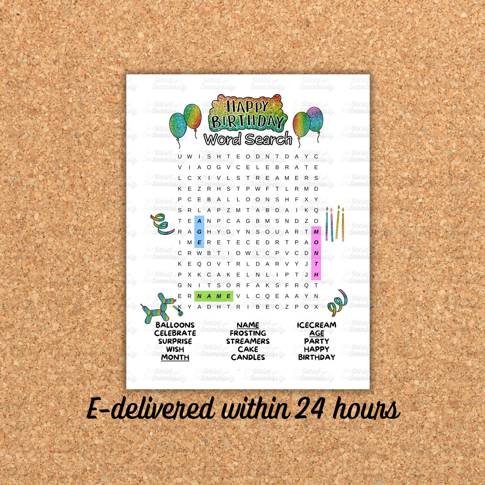 Personalized Happy Birthday Word Search Printable, Custom Birthday ...
