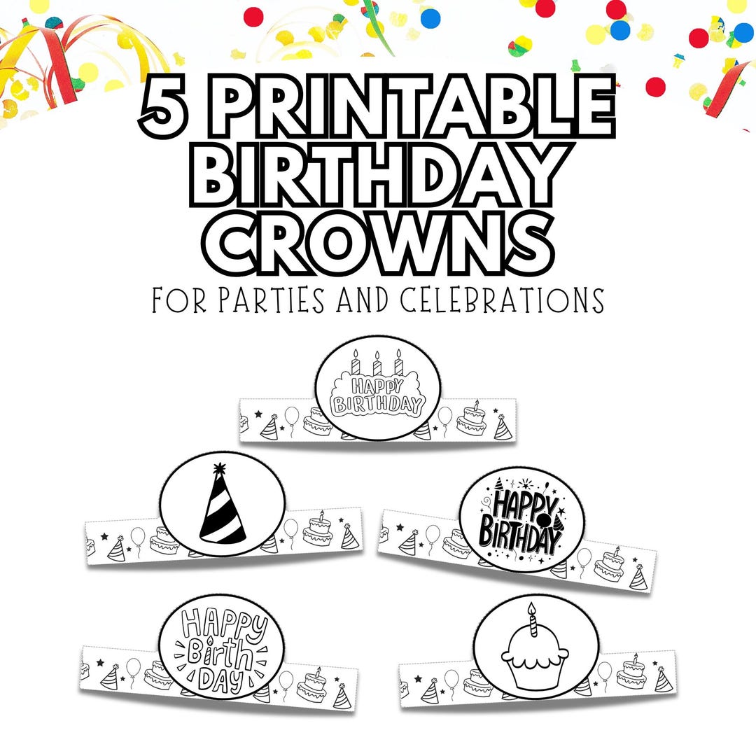 Paper Birthday Crowns - Printable Birthday Party Hats for Kids - DIY ...