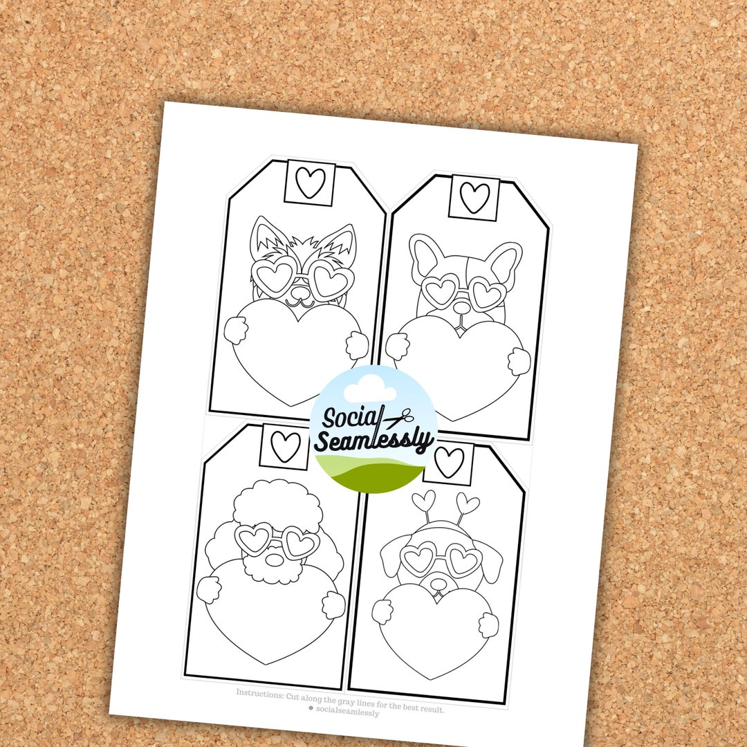 Black and White Gift Tags - Printable Dog Coloring Page for Kids - DIY ...