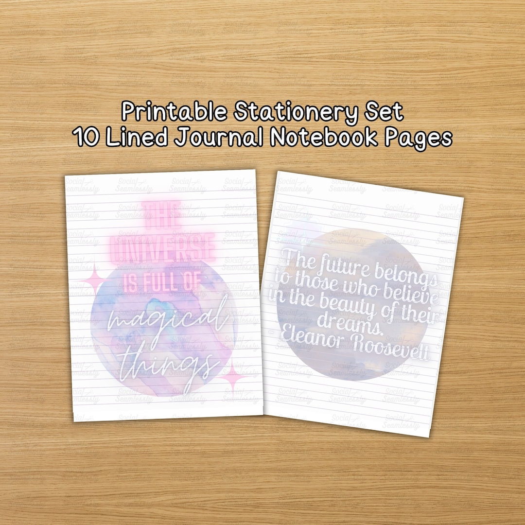 Lined Notebook Paper Printable - Cute Writing Paper With Positive ...