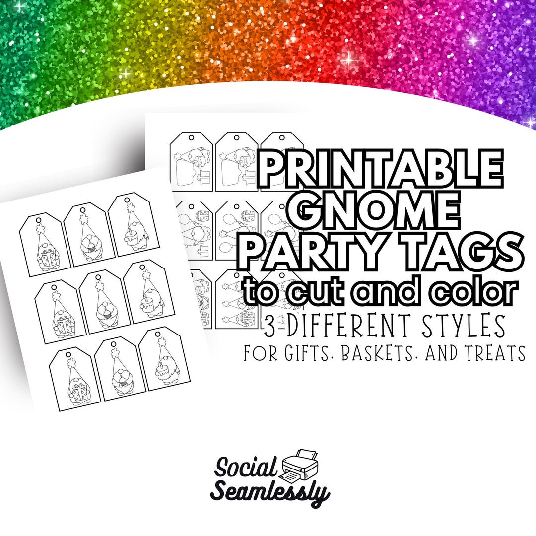 Printable Gnome Tags for Gift Bags, Treats, Party Favors, Baskets ...