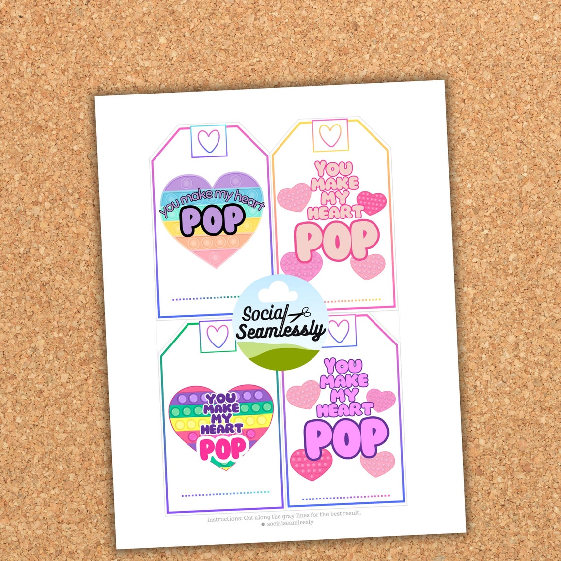 You Make My Heart Pop - Pop It Printable Gift Tag for Kids, DIY Gift ...