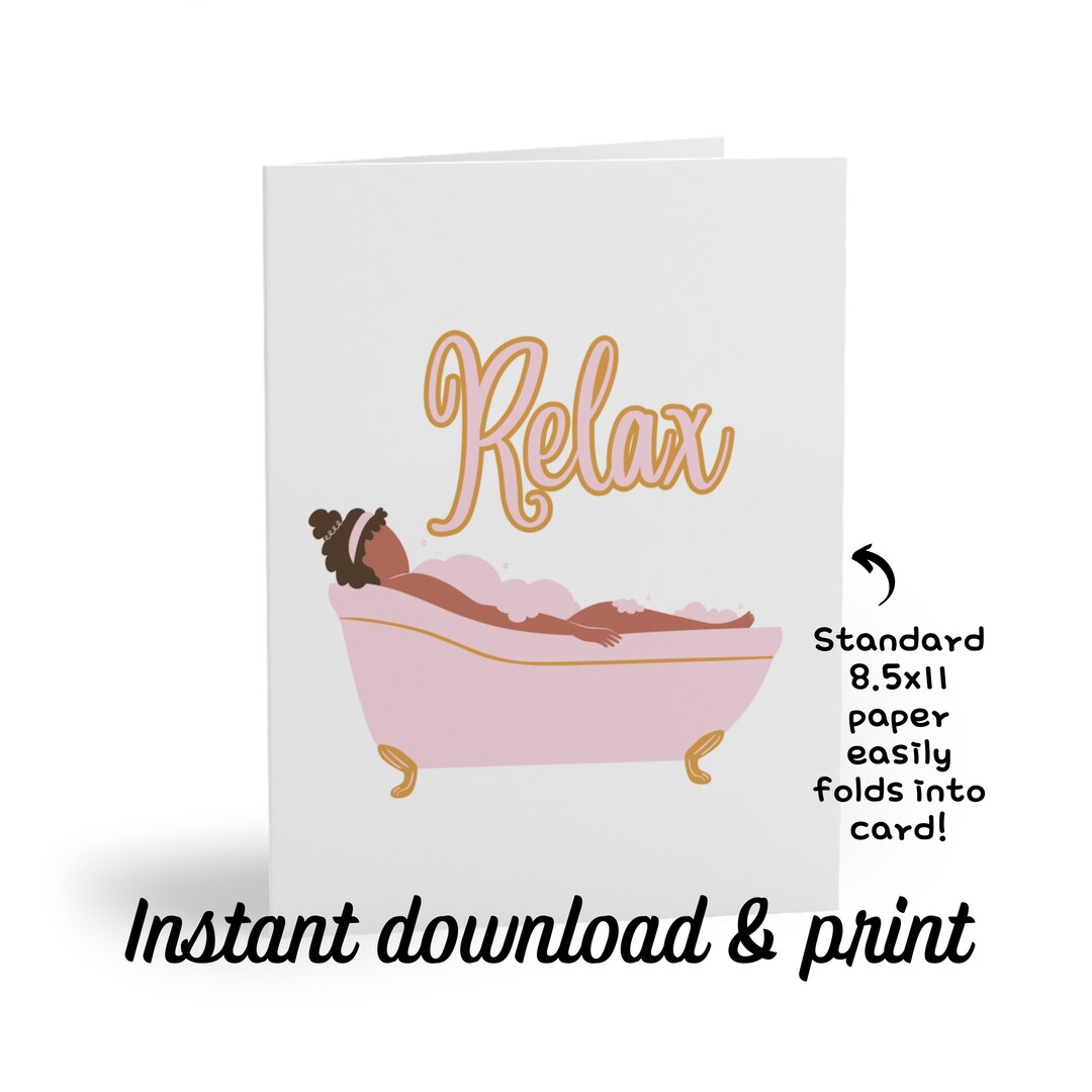 Relax and Feel Better Printable Get Well Soon Card Take Care Greeting ...