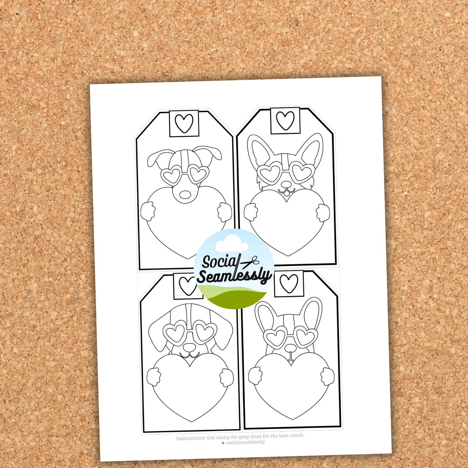 Black and White Gift Tags - Printable Dog Coloring Page for Kids - DIY ...